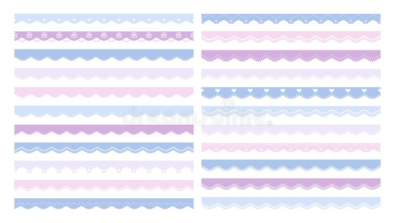 Pastel Scalloped Paper Frame or Border Divider Collection Isolated ...