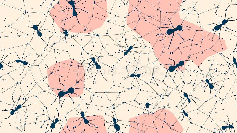 Pastel Seamless Ant Network on Flat Surface Illustration Stock ...