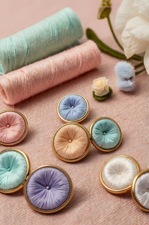 Generated by Ai Pastel Sewing Thread Spools and Silk Embroidered ...
