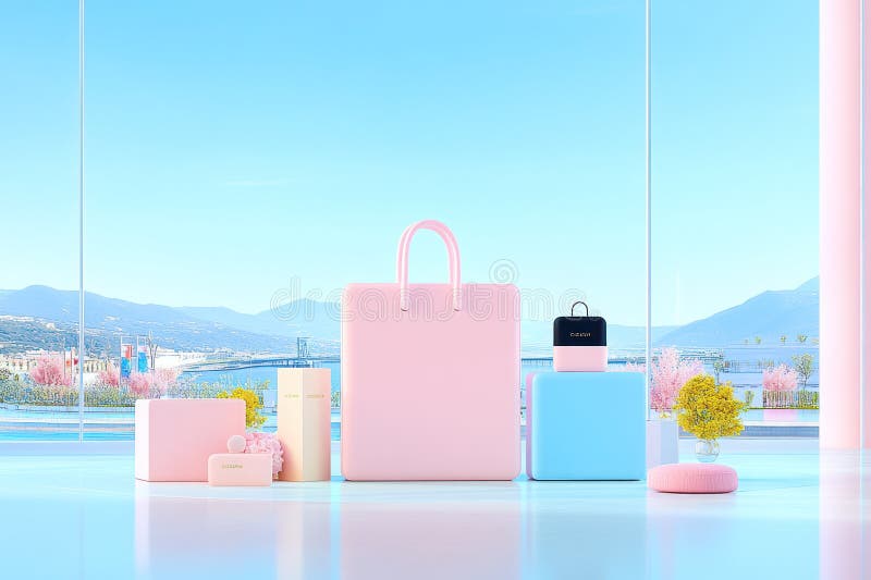 Pastel Shopping Elements - Set of Colorful Accessories and Icons for ...