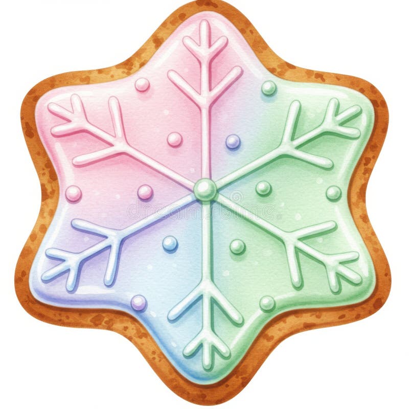 Pastel Snowflake Star Cookie Stock Illustration - Illustration of ...