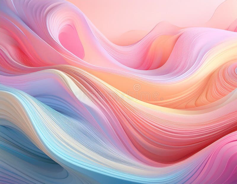 Pastel Soft Waves in Abstract Fluid Design Gentle, Calming Background ...