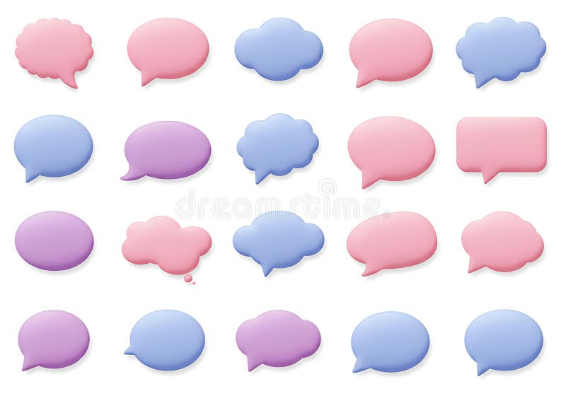 Pastel Speech Bubbles, Communication Set Stock Illustration ...