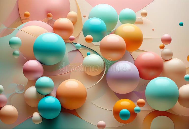 Pastel Spheres Dancing in Abstract Elegance Stock Illustration ...