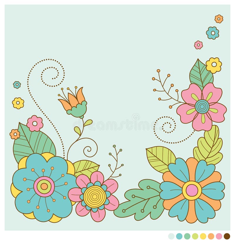 Pastel Spring Cute Flowers Background Stock Vector - Illustration of ...