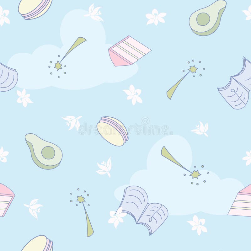 Pastel Spring Dazzling Blue Sky Seamless Pattern Stock Vector ...