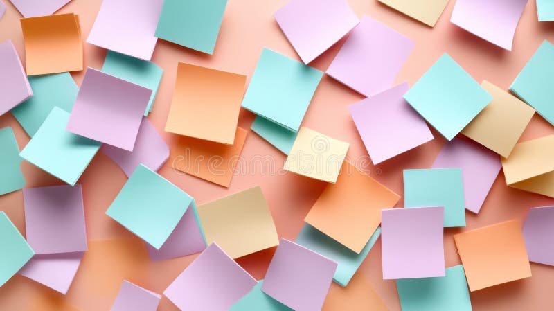 Pastel Square Sticky Notes Scattered Background Colorful Pastel Sticky ...