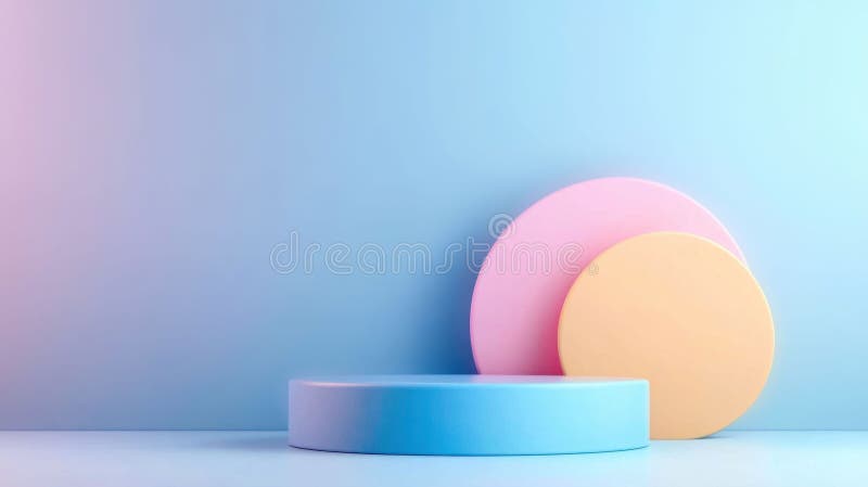 Pastel Stage Setup with Geometric Shapes Stock Illustration ...