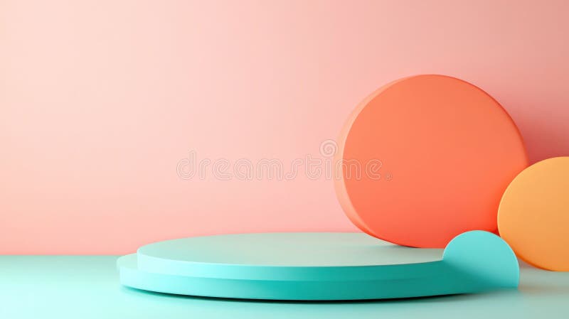 Pastel Stage Setup with Geometric Shapes Stock Illustration ...