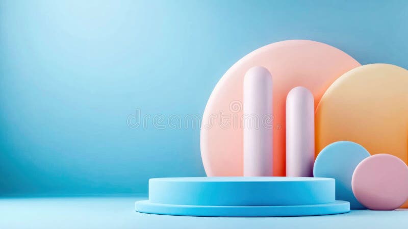Pastel Stage Setup with Geometric Shapes Stock Illustration ...