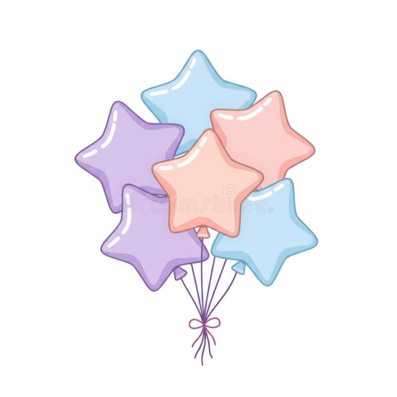 Pastel Star Balloons Illustration Stock Illustration - Illustration of ...