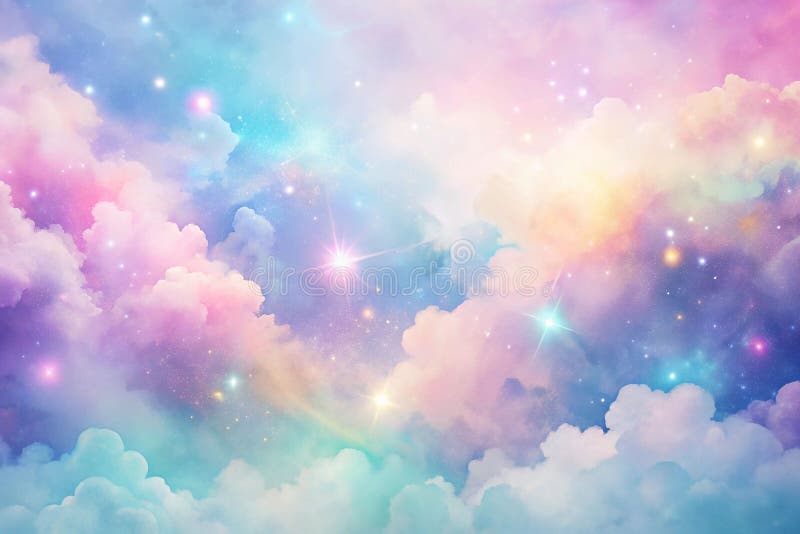 Pastel, Starlit Cloudscape, Dreamy, Celestial Background Stock ...