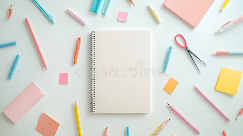 Pastel Sticky Notes and Colorful Stationery Scattered Around Open ...