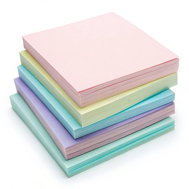 Pastel Sticky Notes Stack Isolated on White Background Stock ...