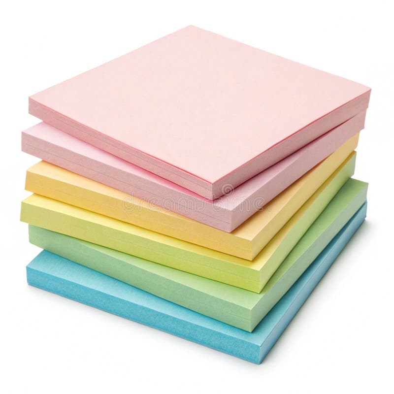 Pastel Sticky Notes Stack Isolated on White Background Stock ...