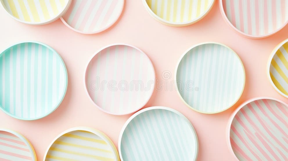 Pastel Striped Oval Trays Flatlay, Pattern, Minimalist, Background ...