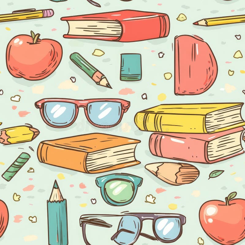 Pastel Study Essentials: Seamless Pattern Stock Illustration ...