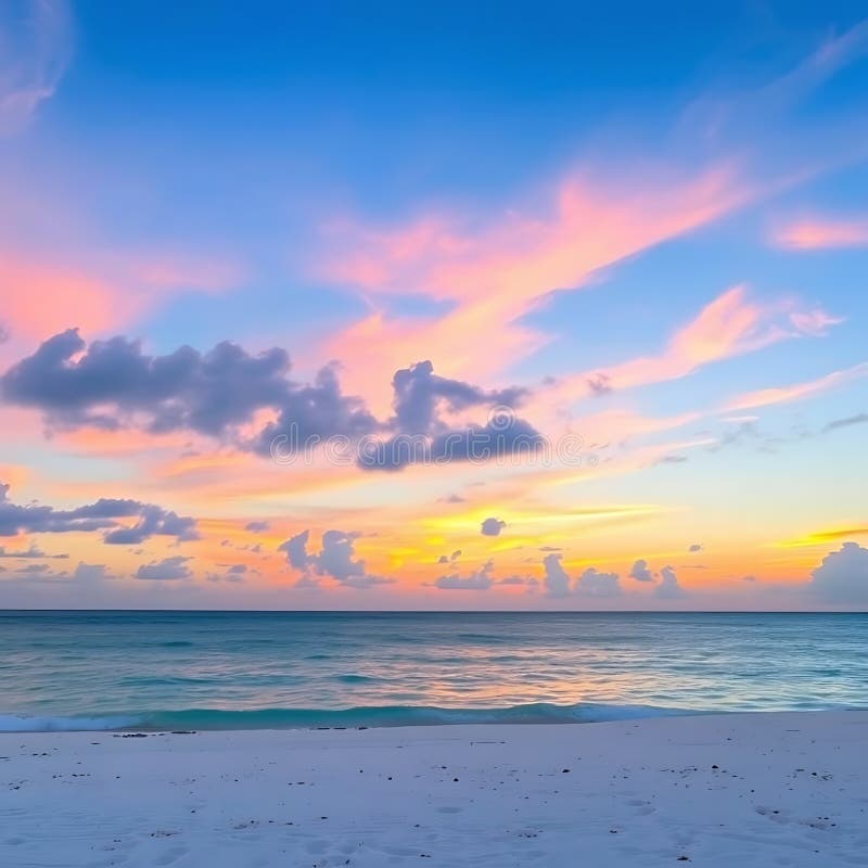 Pastel Sunrise Over Bahamas Beach Stock Illustration - Illustration of ...