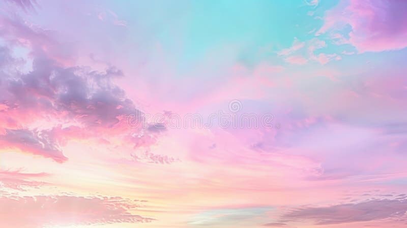Pastel Sunrise Sky with Fluffy Clouds and Soft Light Stock Photo ...