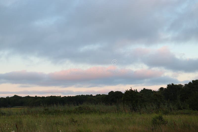 Pastel Sunset Cape Cod Field Stock Photo - Image of tree, landscape ...