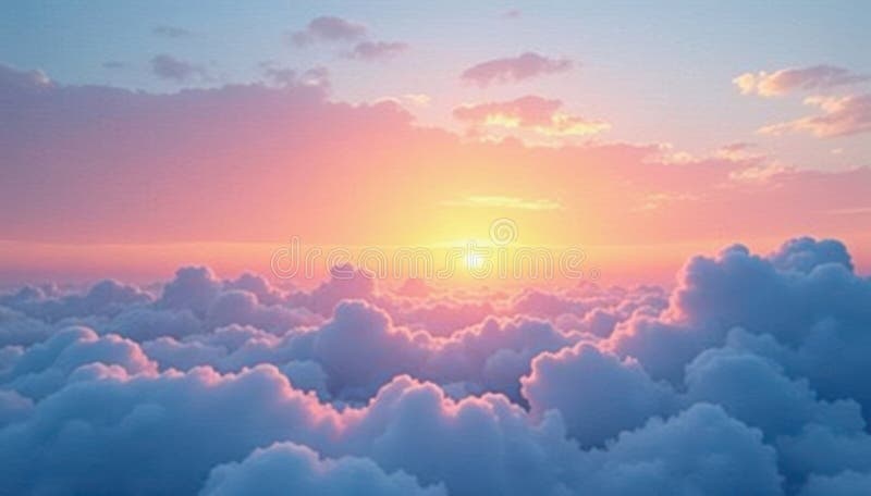 Pastel Sunset Sky, Soft Clouds Drift Across a Gentle Gradient of Color ...