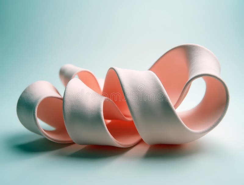 Delicate Pink Ribbon Sculpture Forming Elegant Flowing Shapes Stock ...