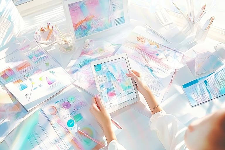 Pastel Business Woman Working Stock Illustration - Illustration of ...