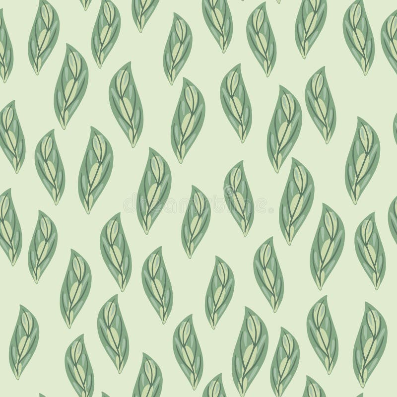 Pastel Tones Seamless Pattern with Pale Green Little Random Leaf Print ...