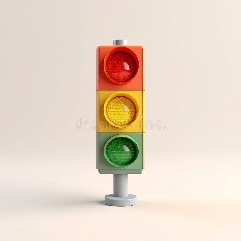 Pastel Traffic Light 3D Render on White Background Stock Illustration ...