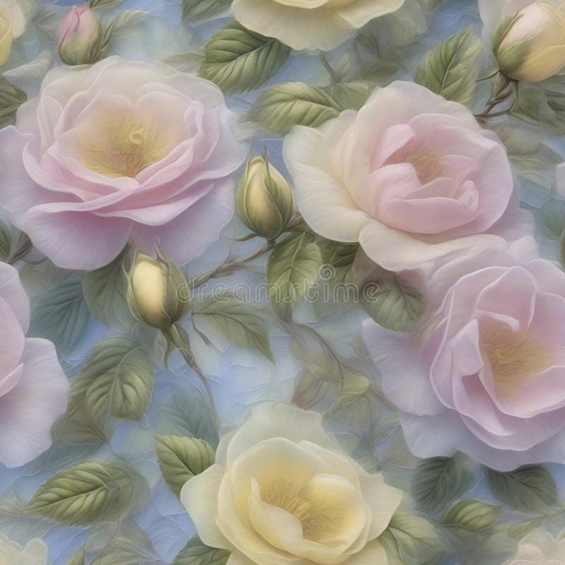 Pastel Translucent Wild Roses Illustration. AI-Generated. Stock ...