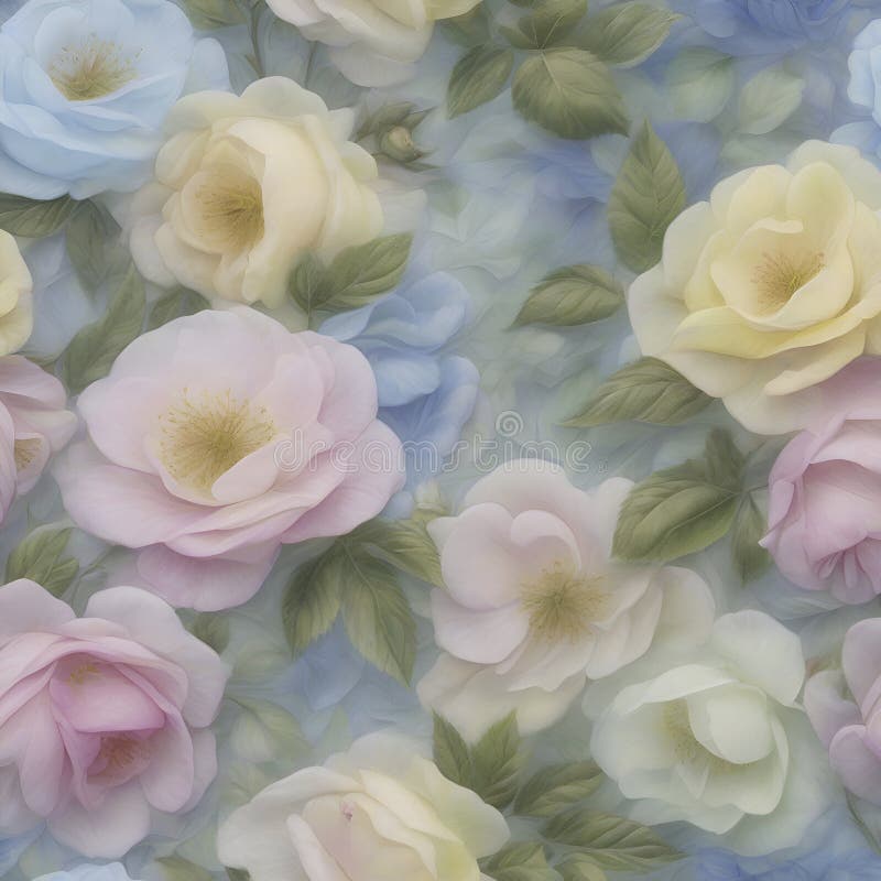Pastel Translucent Wild Roses Illustration. AI-Generated. Stock ...