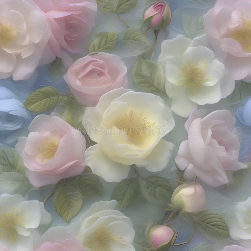 Pastel Translucent Wild Roses Illustration. AI-Generated. Stock ...