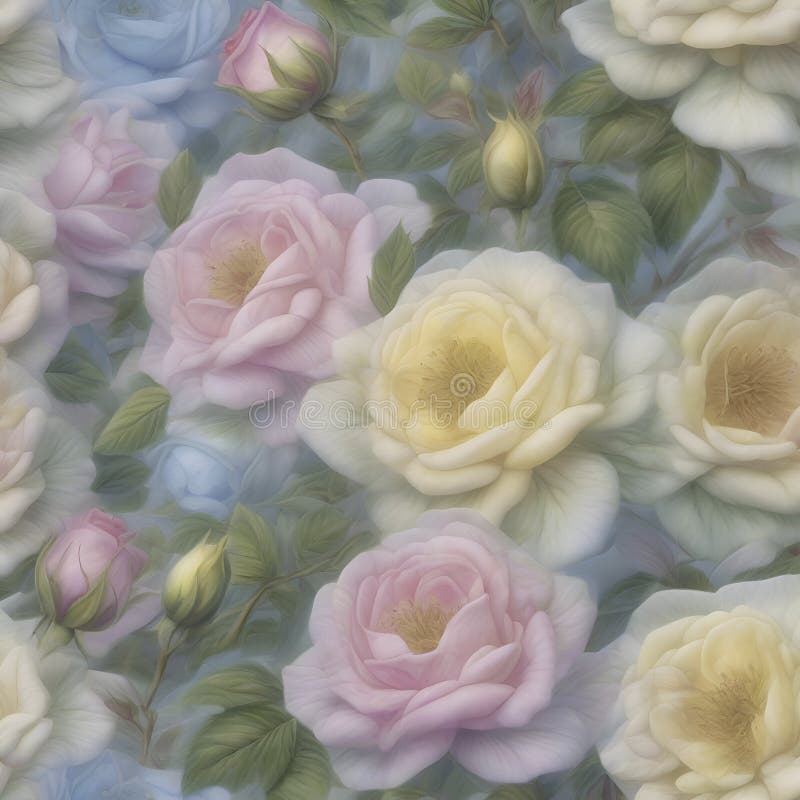 Pastel Translucent Wild Roses Illustration. AI-Generated. Stock ...