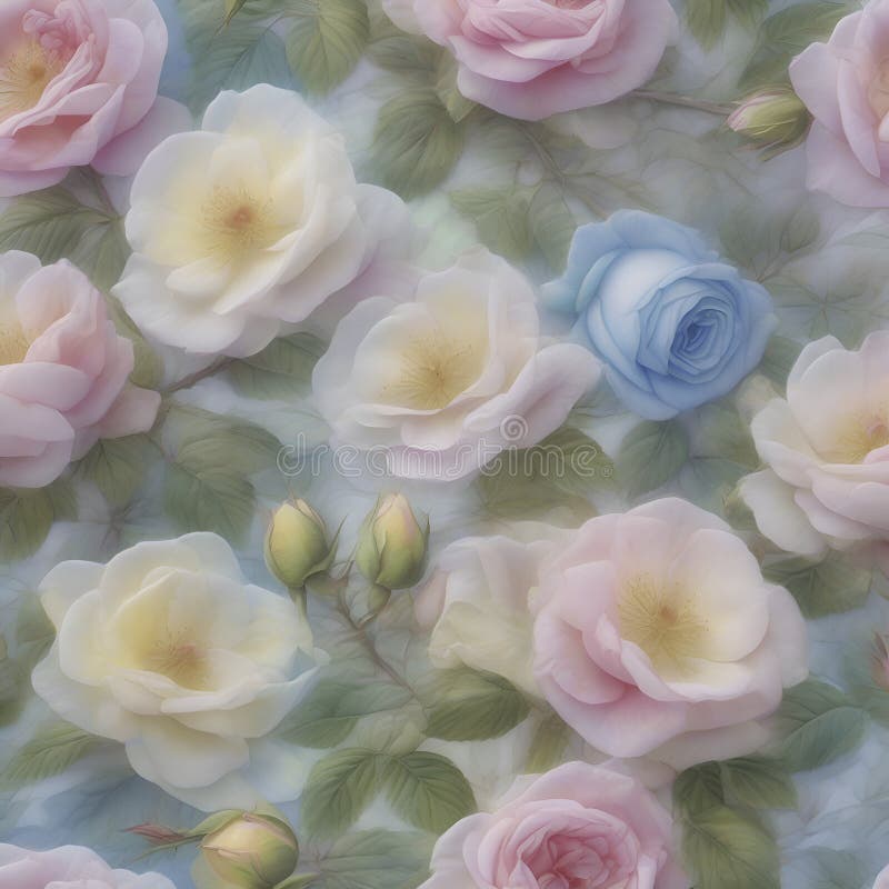 Pastel Translucent Wild Roses Illustration. AI-Generated. Stock ...