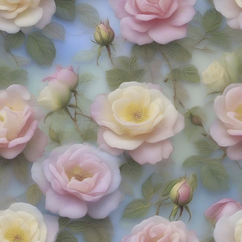 Pastel Translucent Wild Roses Illustration. AI-Generated. Stock ...