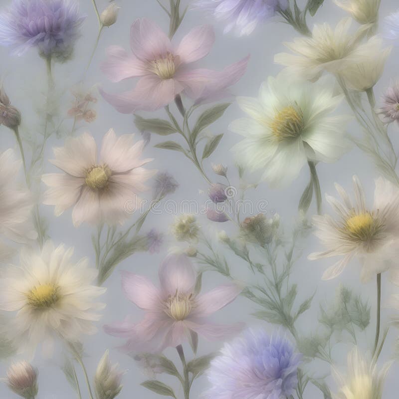 Pastel Translucent Wildflower. Wildflower Illustration. AI-Generated ...