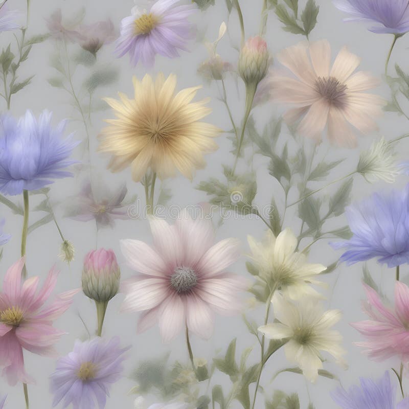 Pastel Translucent Wildflower. Wildflower Illustration. AI-Generated ...