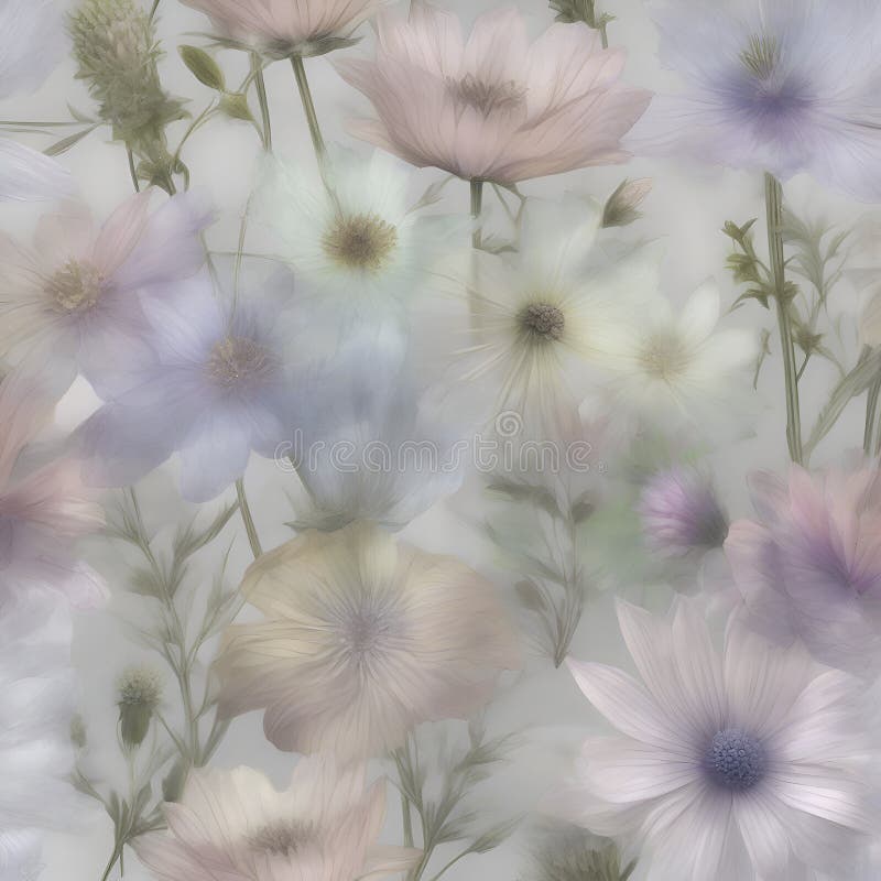 Pastel Translucent Wildflower. Wildflower Illustration. AI-Generated ...
