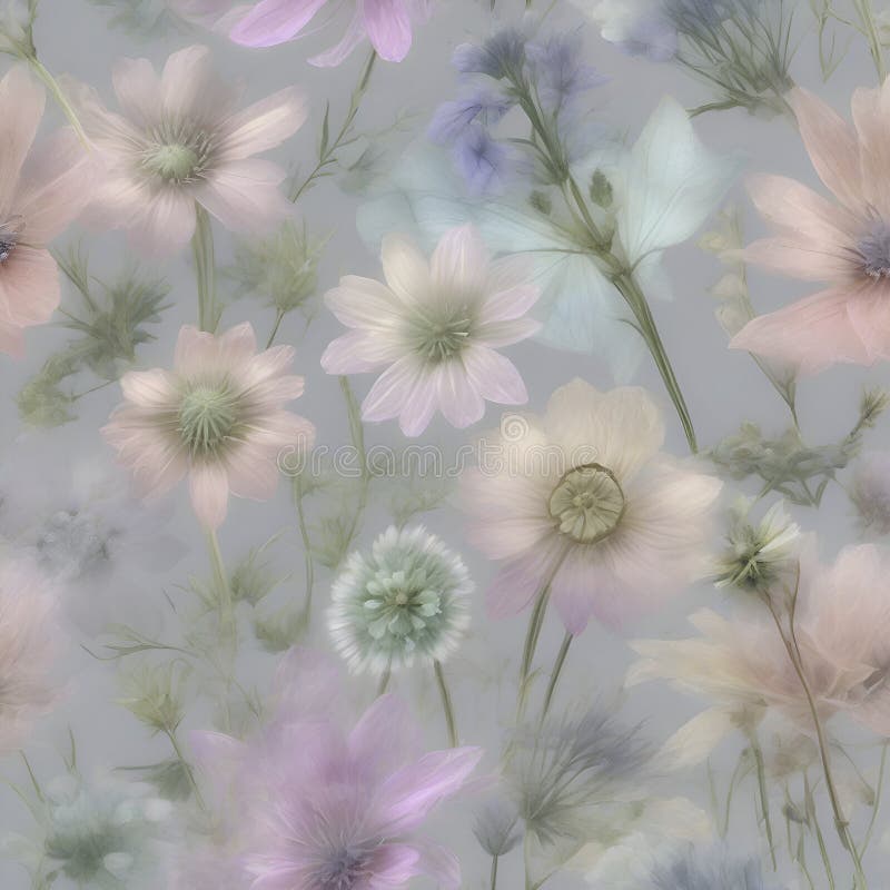 Pastel Translucent Wildflower. Wildflower Illustration. AI-Generated ...