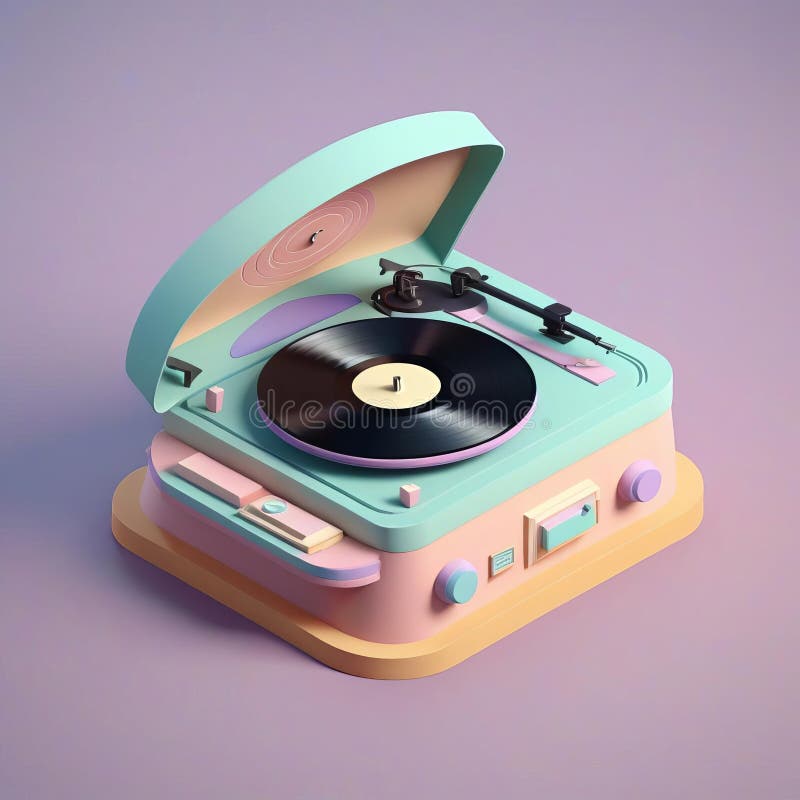 A Pastel Turntable & Record in 3D Stock Illustration - Illustration of ...