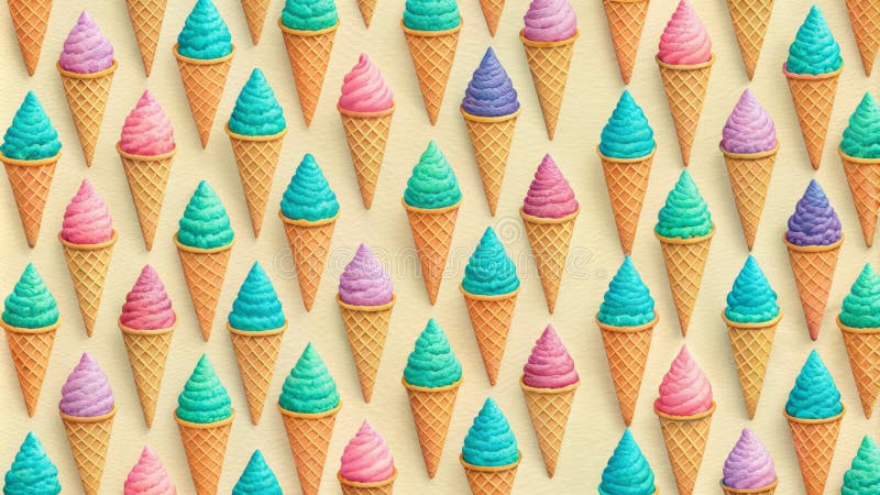 Pastel Waffle Cone Repeat Pattern Seamless Dessert Design for ...