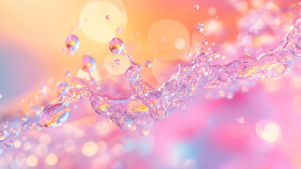 Pastel Water Droplets Splashing in Soft Light Stock Illustration ...