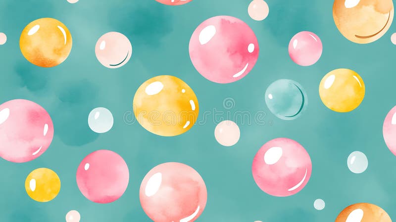 Pastel Watercolor Bubble Seamless Pattern Stock Illustration ...