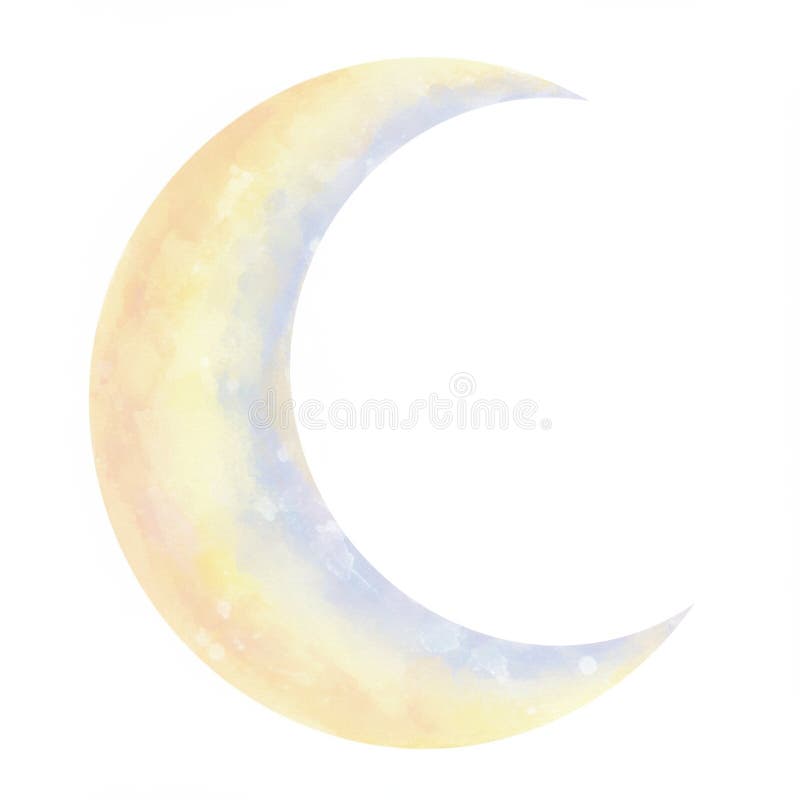 Pastel Watercolor Crescent Moon Illustration Stock Illustration ...