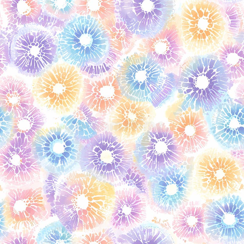 Pastel Watercolor Floral Pattern Soft Delicate Circular Flower Design ...