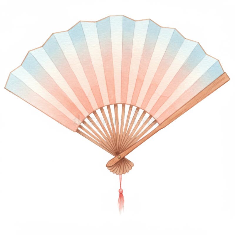 Pastel Watercolor Hand Fan Illustration Stock Illustration ...