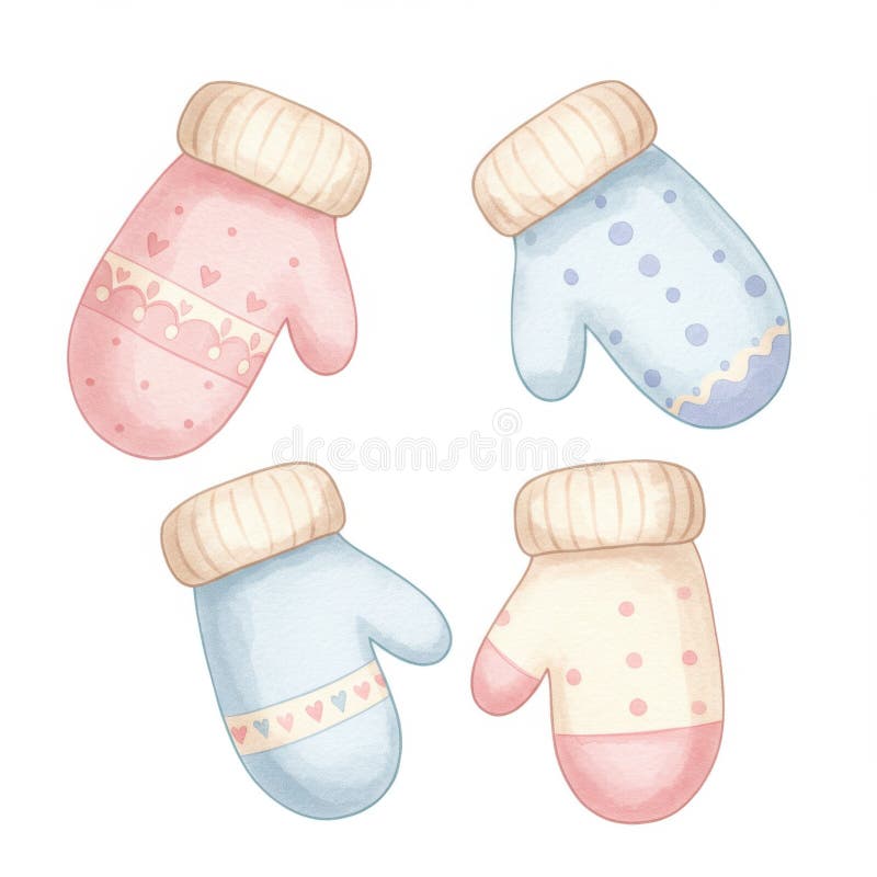 Pastel Watercolor Mittens Illustration Stock Illustration ...