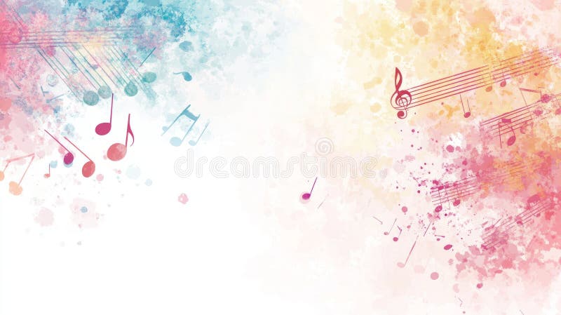 Pastel Watercolor Music Notes on a Textured Background. Stock Image ...