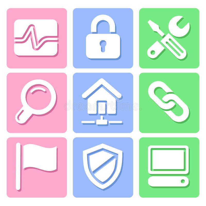 Pastel Website Icons Set Great for Any Use, Vector EPS10. Stock Vector ...