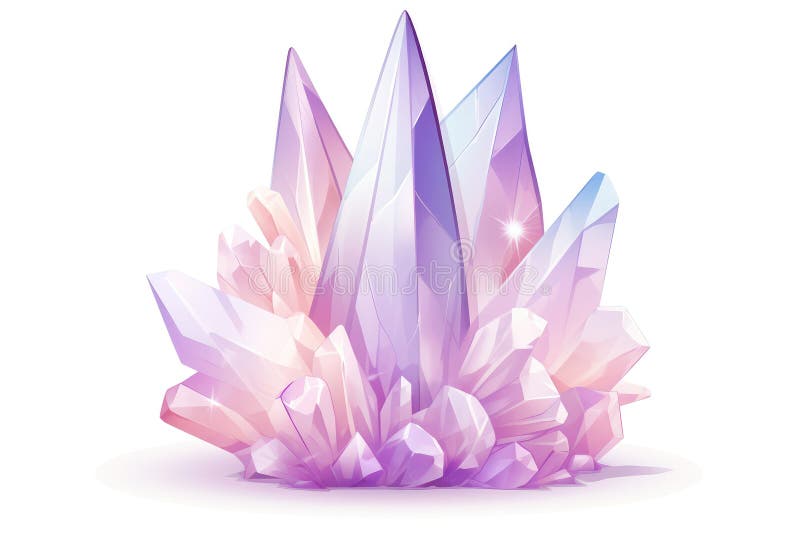 Pastel White Crystal Quartz Translucent Cartoon on White Background ...